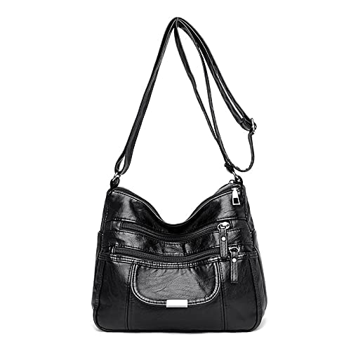 Gladdon Small Crossbody Bags For Women Shoulder Bags Washed Leather Purses and Handbags Black