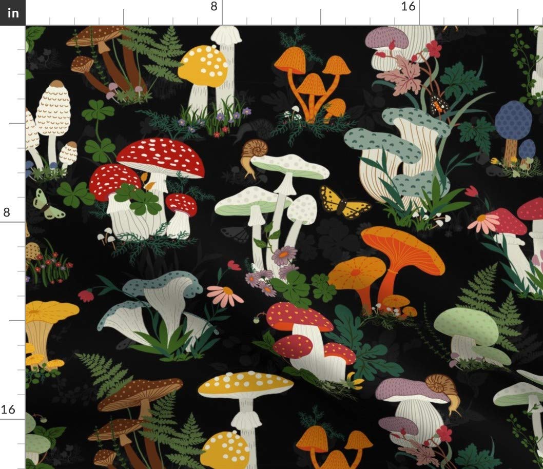 Spoonflower Fabric - Mushroom Garden Mushrooms Printed on Petal Signature Cotton Fabric Fat Quarter - Sewing Quilting Apparel Crafts Decor