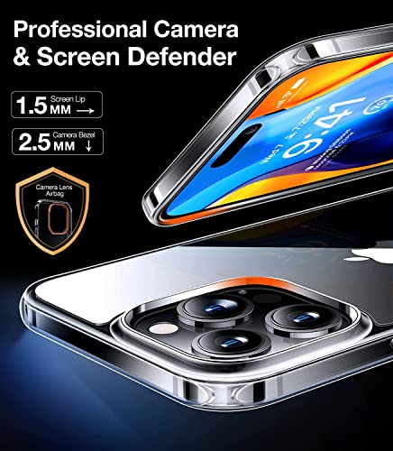 TORRAS Diamond Clear for iPhone 14 Pro Max Case [Anti-Yellowing][Exceed 3X Mil-Grade Drop Protection] Shockproof Slim Yet Protective Hard Back Soft Bumper with Airbag for iPhone 14 Pro Max Phone Case