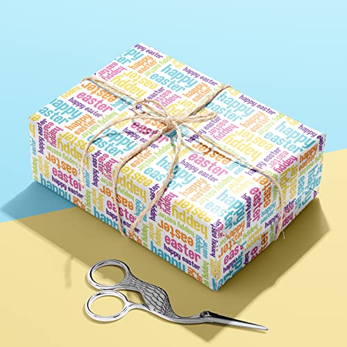 LDGOOAEL Flat Easter Wrapping Paper Sheets-12 Sheets with 4 Easter Paterns, Gift Wrapping Paper for Easter, Birthday, Wedding, Baby Shower Occasions- Pre cut & Folded(19.6" x 27.5β Per Sheet)β¦