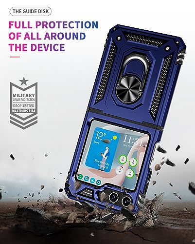 ZOEII Flip 5 Case for Samsung Z Flip 5 Case with Ring (Military-Grade) Anti-Drop, Heavy Duty Protective Case for Galaxy Z Flip 5 Case- Blue