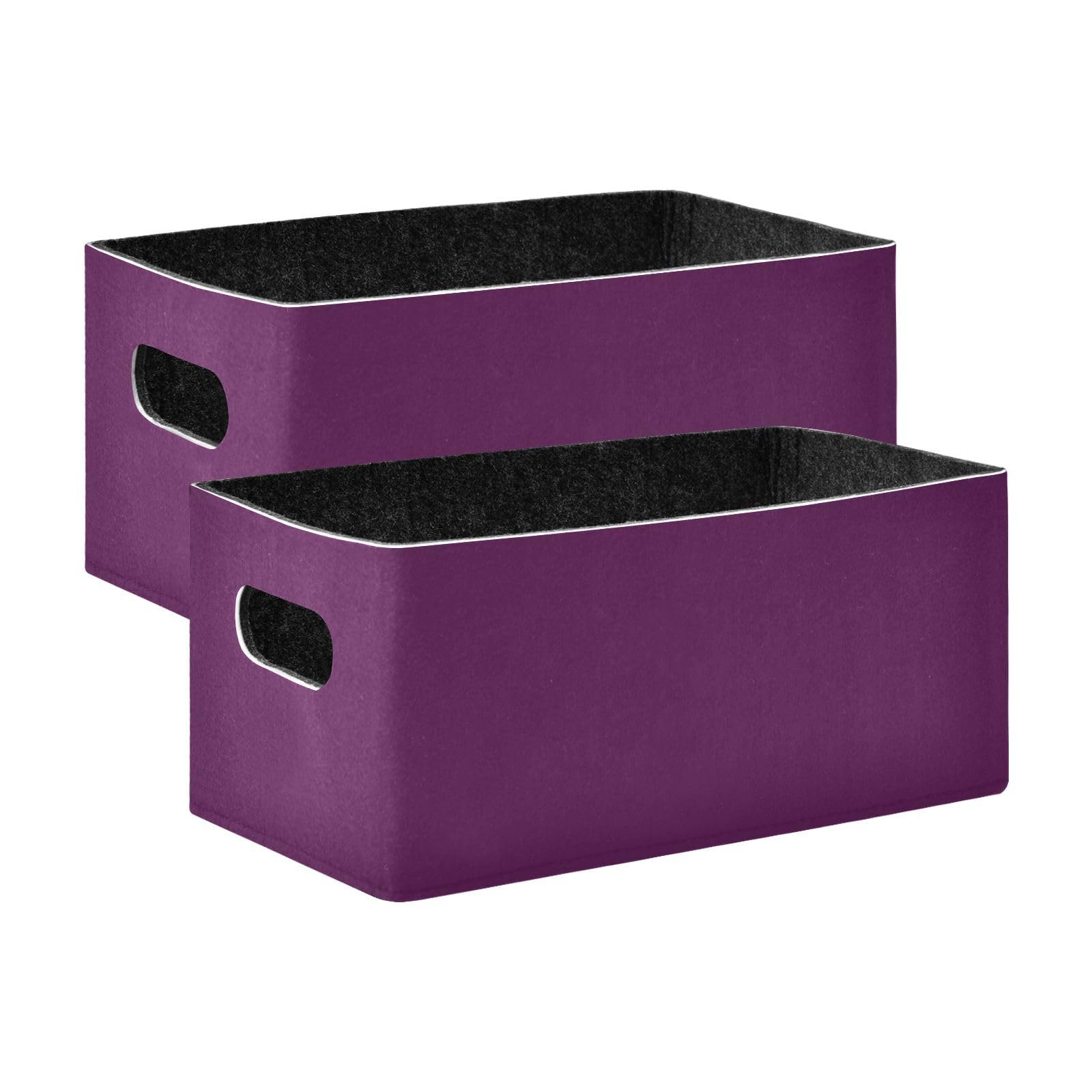 Luxury Purple Storage Baskets Foldable Storage Bin Decorative Organizing Baskets for Shelves and Closet, Set of 2