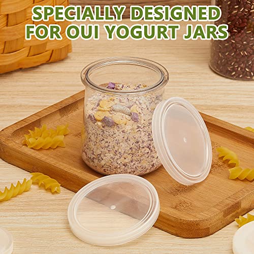 Tessco Yogurt Container Lids Canister Not Included Clear Plastic Jar Replacement Covers Compatible with Oui Jars(24 Pieces)