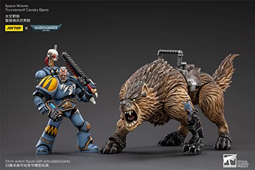 HiPlay JoyToy × Warhammer 40K Officially Licensed 1/18 Scale Science-Fiction Action Figures Full Set Series -Space Wolves Thunderwolf Cavalry Bjane