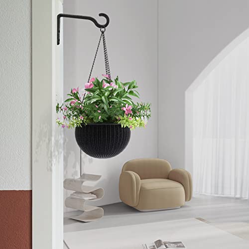 Hanging Plant Bracket for Wall Hooks, 6 Inch Metal Plant Hook Decorative Wall Plant Bracket for Hanging Bird Feeders, Flower Baske, Lanterns, Wind Chimes, Home Decor Indoor & Outdoor 2 Pack, Black