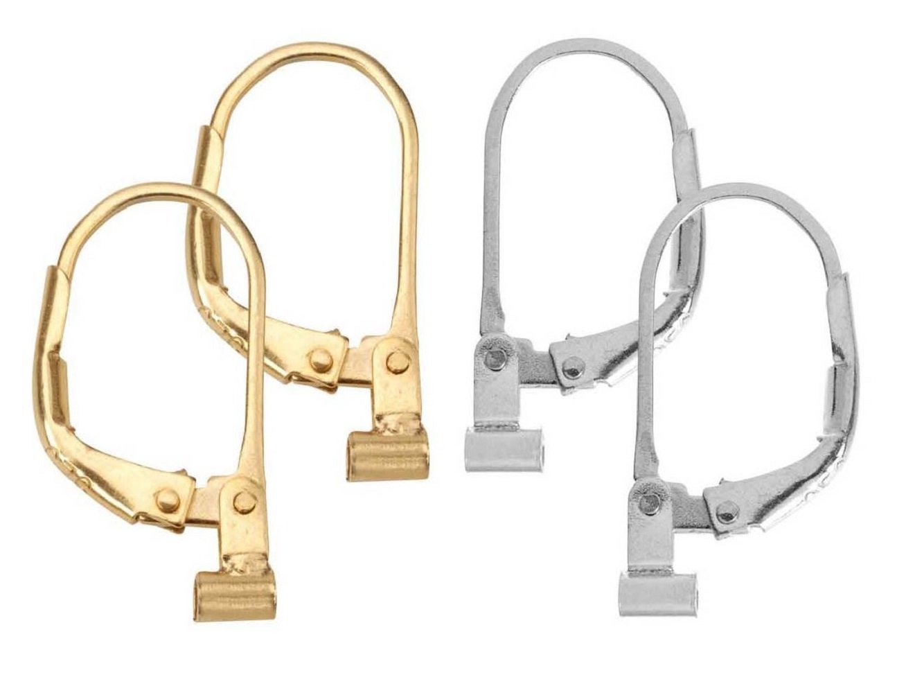 Convertiblez 2 Pair of Earring Converters. Converts pierced post earring to lever back drop dangle pierced earrings. Combo contains 1 pair Sterling Silver and 1 pair 14K Gold over Sterling Silver.