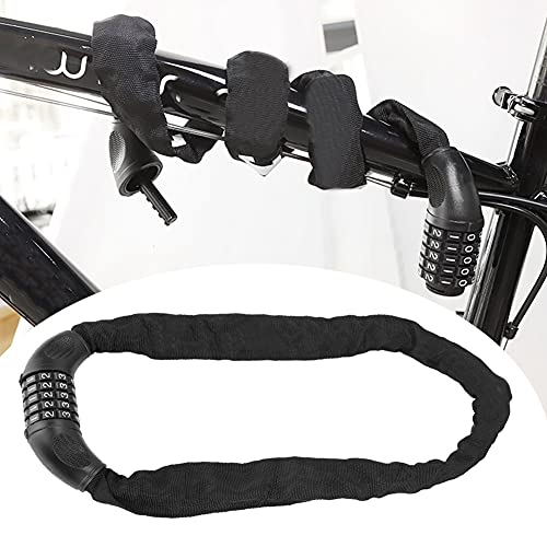 Hosi Bike Security Lock, Resettable Impact Resistant PE Shell Black Steel Chain Bicycle Coded Lock for School