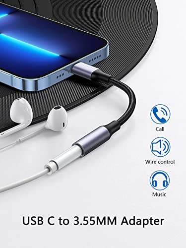 USB c to 3.5mm Audio Adapter, USB c Headphone Adapter USB c dongle Converter for Pixel 5 4 3 2 XL, Samsung Galaxy S21 S20 Ultra S20+ Note 20 10 S10 S9 Plus for iPad Pro