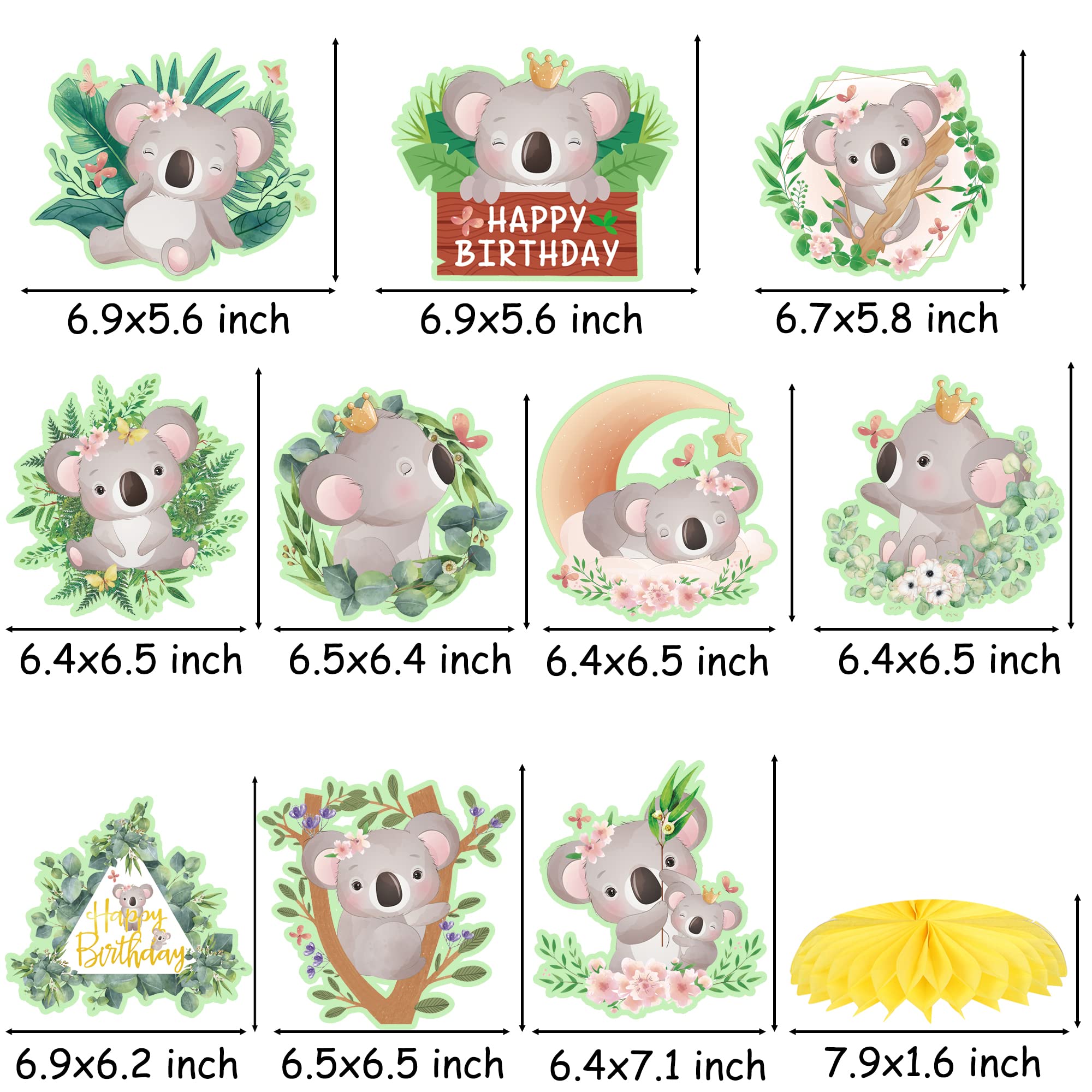 Koala Honeycomb Centerpieces 10pcs Koala Birthday Party Decoration Cute Koala Baby Shower Table Decoration for Koala Theme Party Supplies