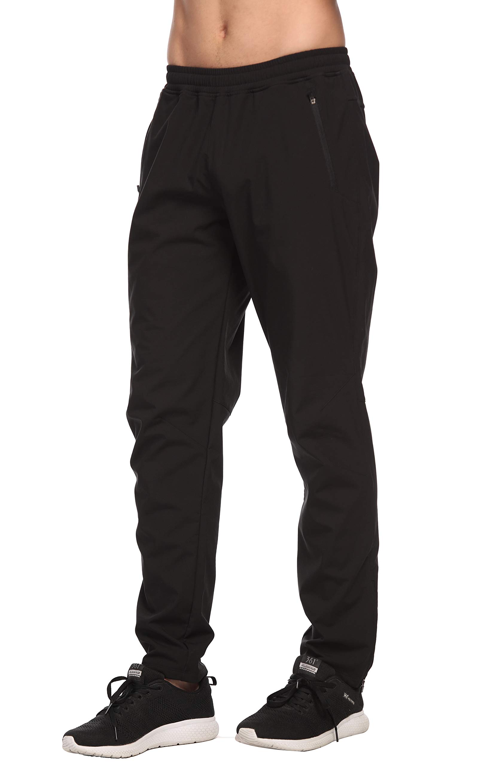 CQC Men's Fleece Cycling Bike Pants Windproof Thermal Athletic Sweatpants for Winter Outdoor Running Hiking Black M