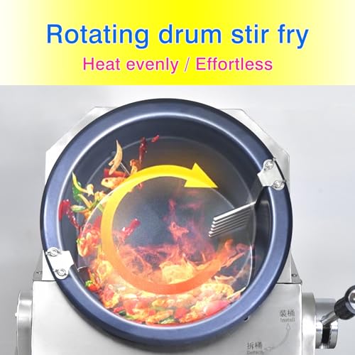 Koalalko Automatic Cooker with water spray,Automatic 360° Stir Fry Cooker,Automatic Cooking Machine,Drum Type Stir Frying Machine,Auto Cooking Wok Fried Machine (Propane, Floorstanding)