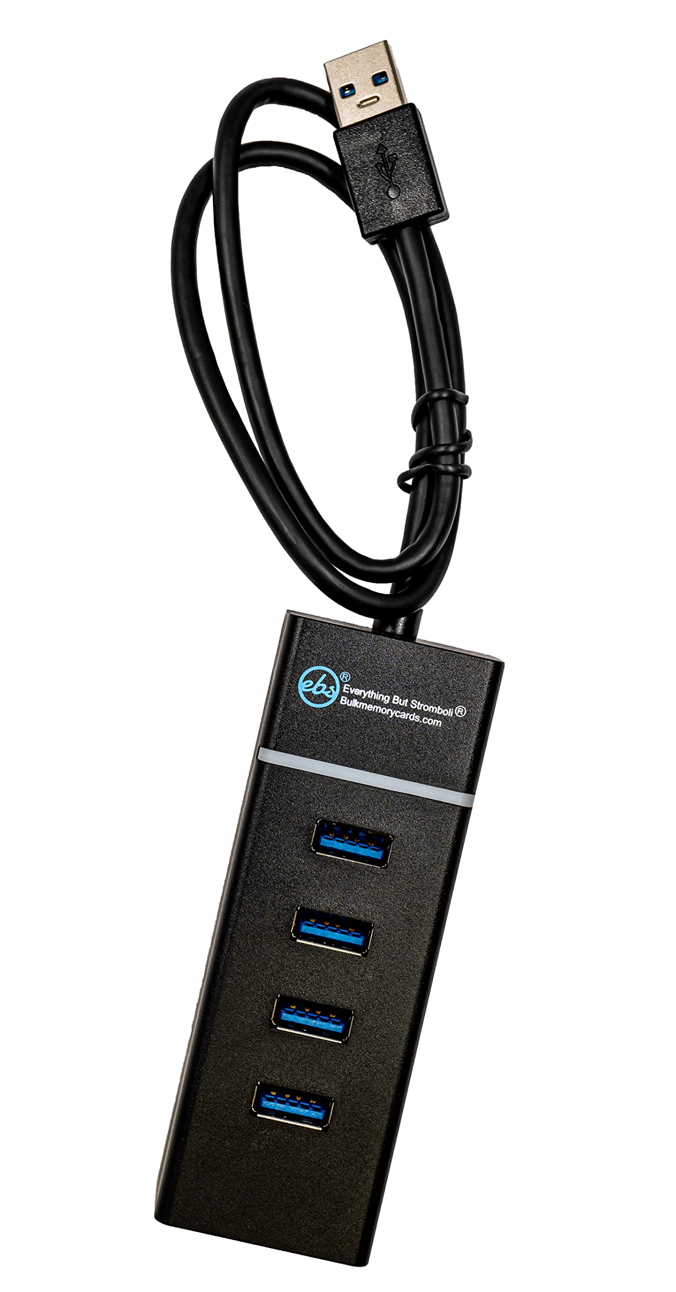 Everything But Stromboli 4-Port USB 3.0 Type-A Flash Drive Hub 3.0 USB 20 inch Cable, Tool Free Type, Read/Write speeds up to 600MB/s, Works with Samsung, PNY, Kingston, SanDisk Thumb Drives