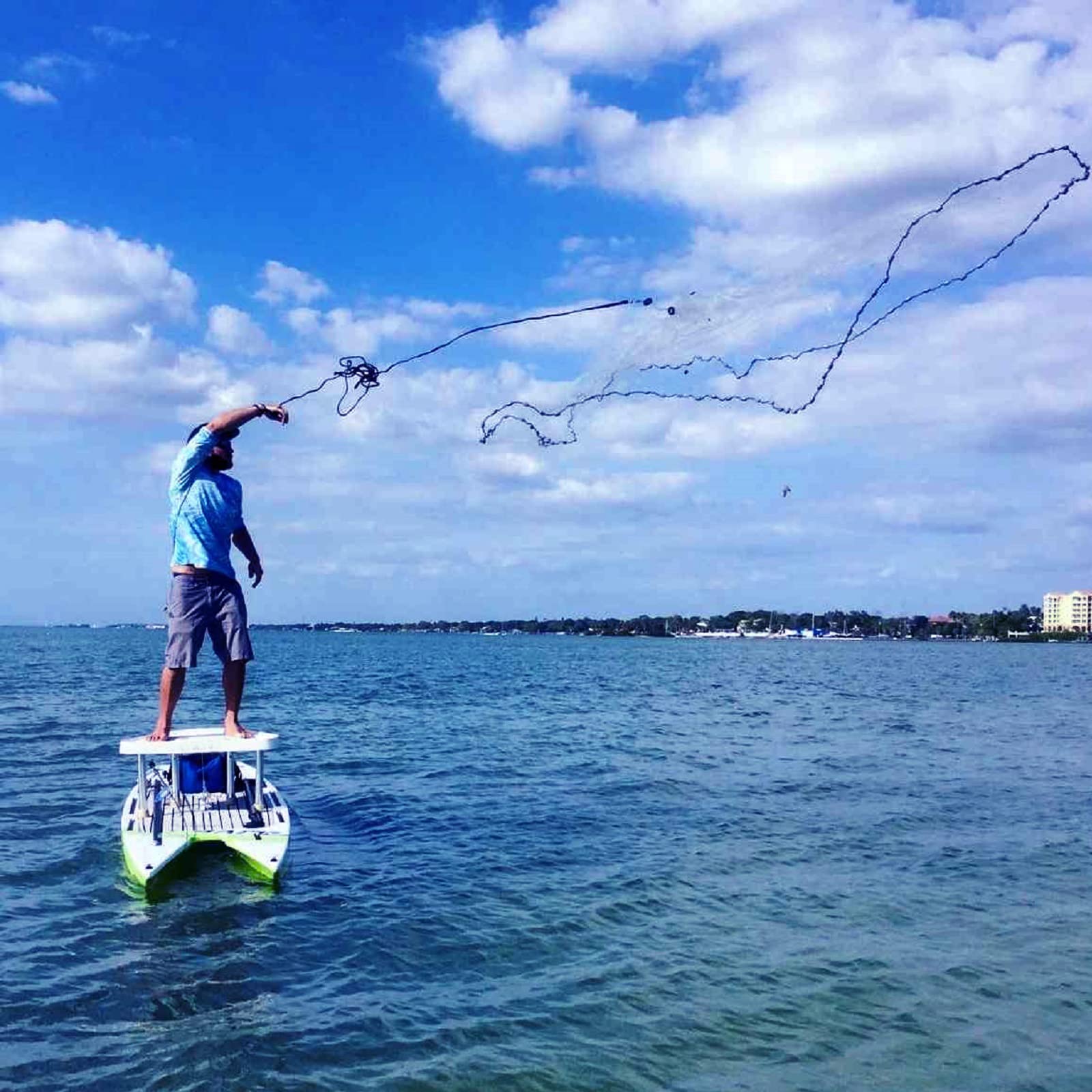 FunVZU Cast Net - Mono Fishing Casting Net 4ft/6ft/7ft/8ft - Heavy Duty Weight Throw Cast Net for Fishing - Casting Net for Bait Fish