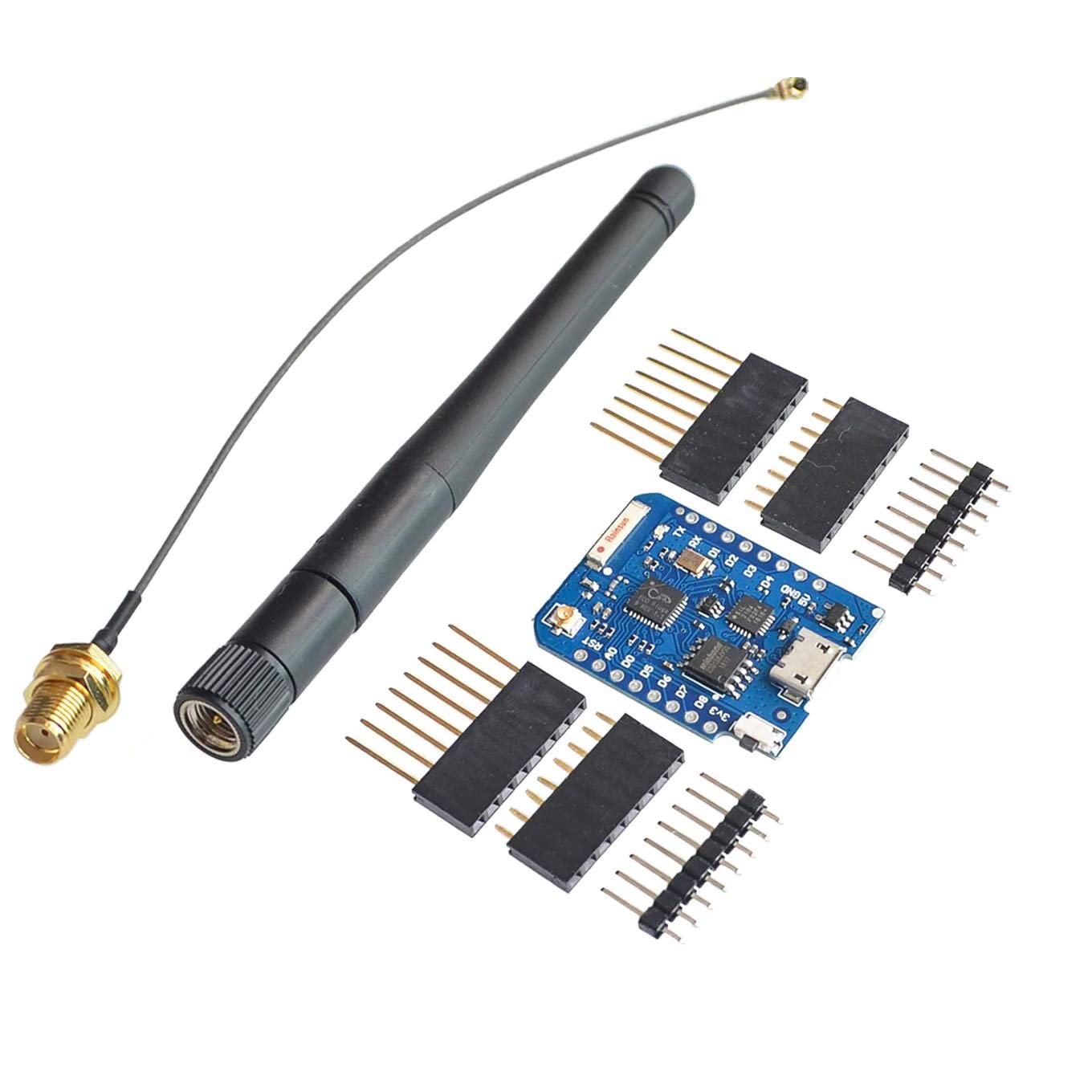 D1 Mini Pro NodeMCU-Based WiFi-SoC ESP8266 ESP-12 IoT Microcontroller w/ 16MB Flash, Micro-USB Connection & External Antenna