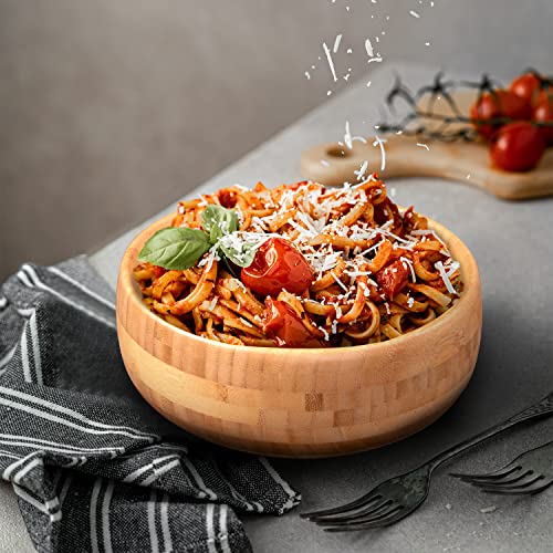 GinSent Bamboo Salad Bowls Set, 3 Pack Stackable Salad Serving Bowls, Eco Friendly Natural Wooden Bowls For Food, Salad, Fruit, Rice, Pasta, Soup, Cereal, Snack and Nuts