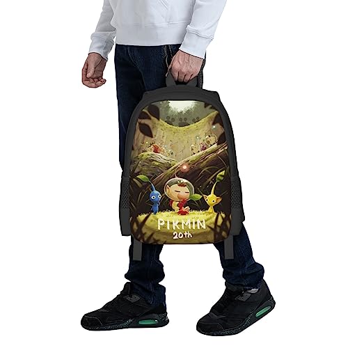 RACEK Lightweight Laptop Backpack Pik-min Rucksack 3D Printed Anime Travel Casual Adjustable Straps Daypack For Men Women