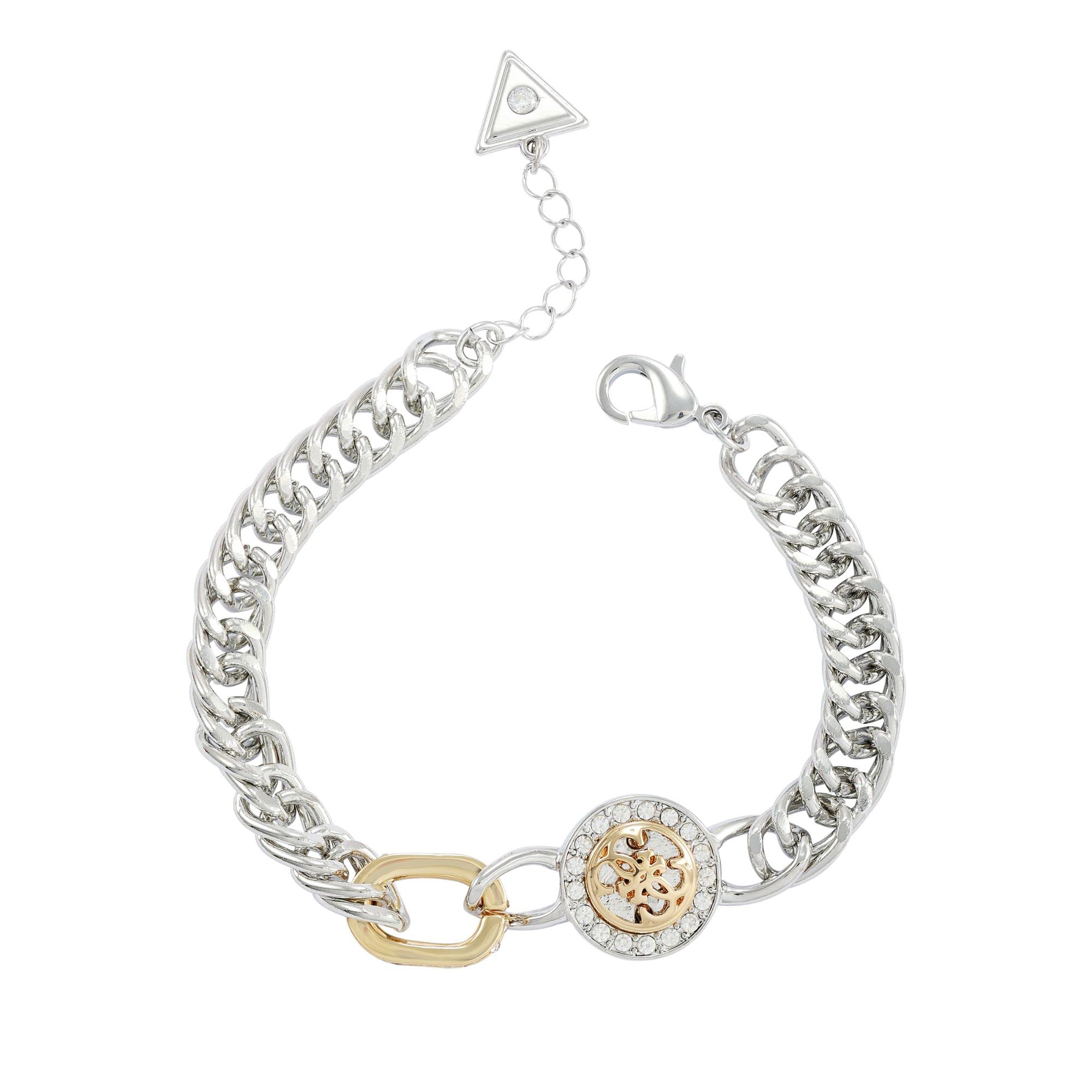 GUESS Two-Tone Curb Chain Coin Pendant Bracelet