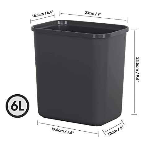 kubvici 6L Mini Trash Can 1.6 Gallon Trash Can Set of 3 Suitable for Bathroom, Car, Bedroom, Kitchen, Office, Living Room (Charcoal Gray, 3)