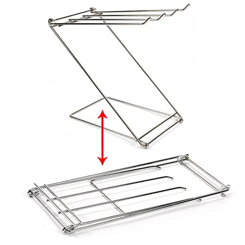 LENITH Stainless Steel Washcloth Holder Dish Rag Cloth Holder, 4 Arms Folding Towel Drying Rack for Kitchen countertop Bathroom, Hand Towel Stand Rack, Silver