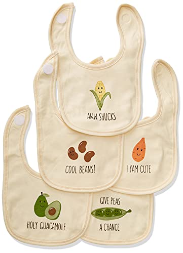 Touched by Nature Unisex Baby Organic Cotton Bibs, Guacamole, One Size