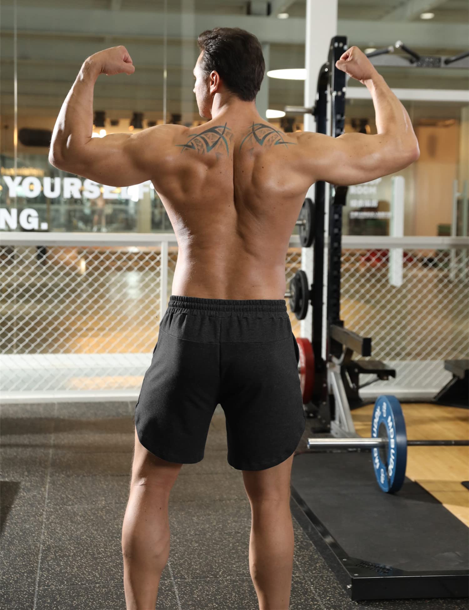 COOFANDY Men's Gym Shorts, 01-Black, Large