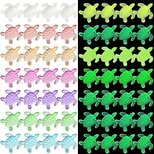 Libima 42 Pcs Luminous Mini Resin Turtle Sea Turtles for Crafts Glow in The Dark Miniature Turtle Statue Mini Resin Animals for Fish Tank Decoration Fairy Garden Dollhouse Landscape Decor 7 Colors