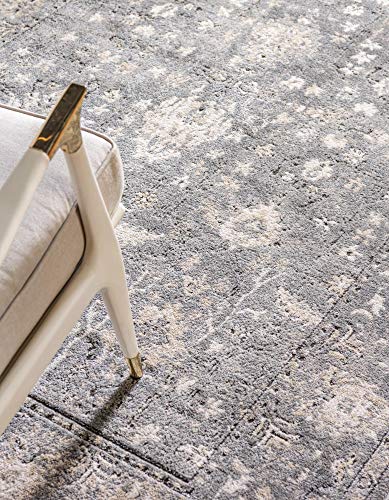 Rugs.com Oregon Collection Rug – 8' x 10' Gray Low-Pile Rug Perfect for Living Rooms, Large Dining Rooms, Open Floorplans