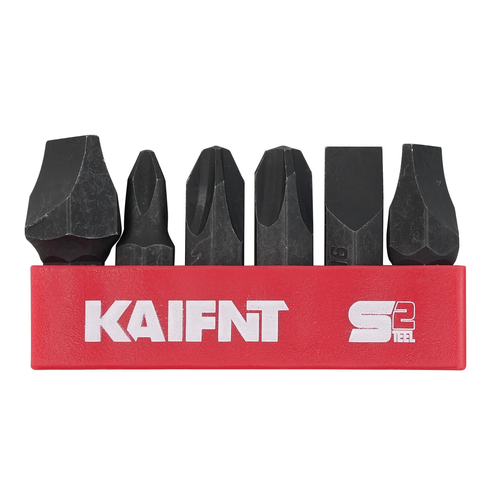 KAIFNT K504-012 S2 Steel Impact Driver Bit Set, Phillips & Slotted Bits with 5/16" Drive, 6-Piece