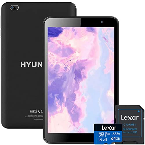 HYUNDAI HT8WB1RBK02A HYtab Plus 8WB1 8 inch Tablet, HD IPS, 2GB/32GB Bundle with Lexar High-Performance 633x microSDHC/microSDXC UHS-I 64GB Memory Card