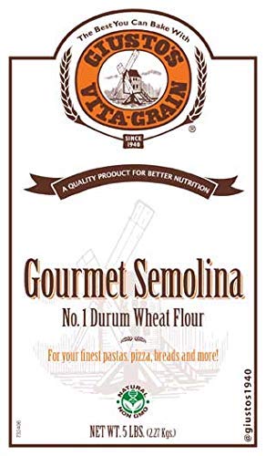 Giusto's Vita-Grain Gourmet Semolina All-Natural No. 1 Durum Wheat Flour, 5lb Bag