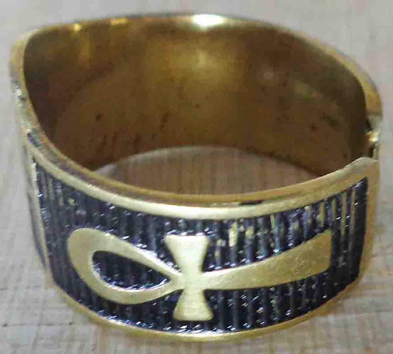 Finger Ring Hieroglyphic Horus Eye Ankh Egyptian Egypt Pharaoh Pharaoh’s Metal Hand Engraved Costume Jewelry Accessory Handmade Engraved