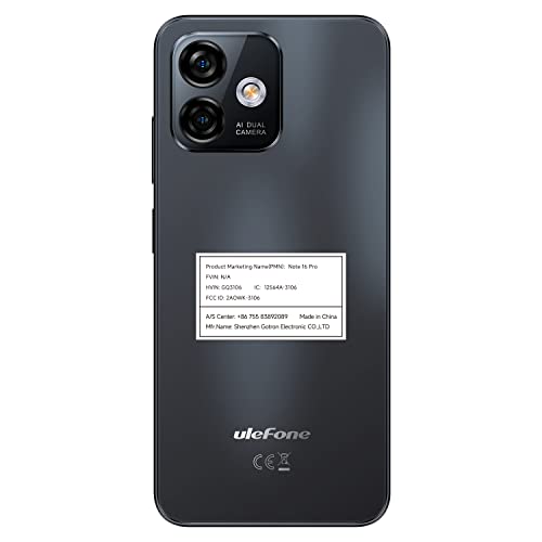 Ulefone Note 16 Pro Mobile Phones (16GB+256GB) Android 13 50MP Camera Octa Core Smartphone Unlocked 6.52” Waterdrop Screen, 4400mAh 4G Dual SIM Fingerprint Face ID GPS OTG, Globla Version- Black