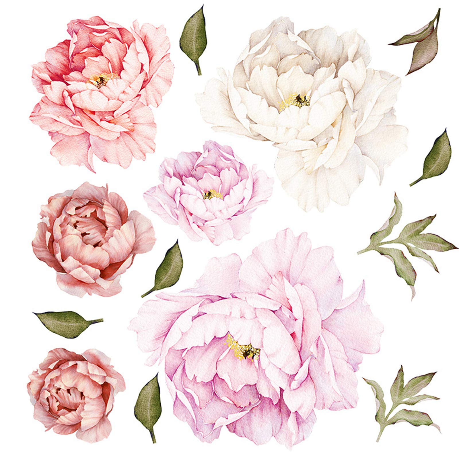 Nother Peonies Wall Decals Peony Floral Wall Decal Rose Bouquet Flowers Peel and Stick Wallpaper for Sofa Background Fresh Tulip Flowers Vintage Giant Wall Sticker Modern Room Decor 1