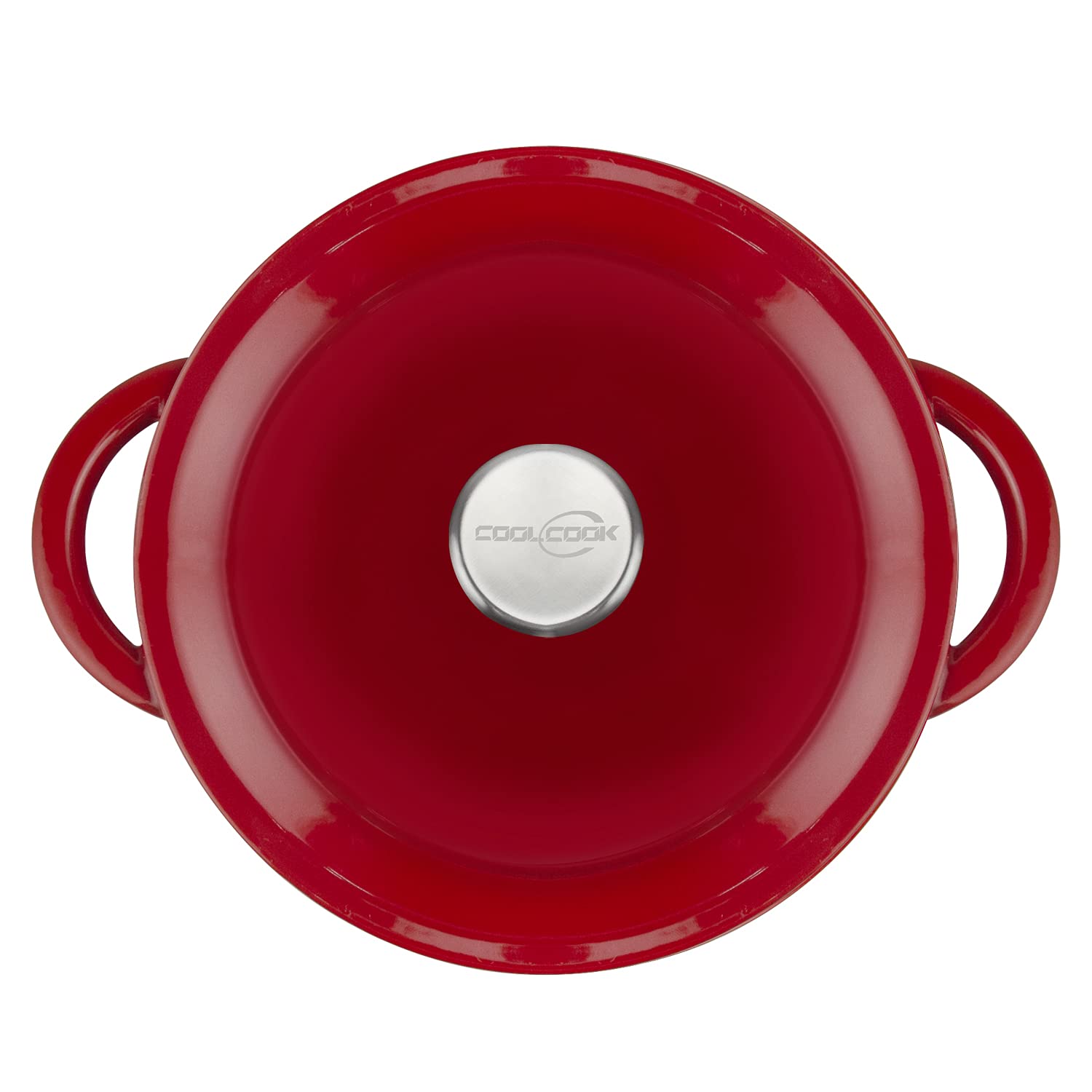 Enameled Cast Iron Dutch Oven, 2.6QT COOLCOOK Enameled Cast Iron Pot, Multifunctional Kitchen Cookware with Lid, Red