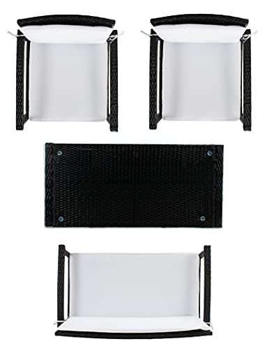 SAFAVIEH Outdoor Collection Krissy Wicker Cushion 4-Piece Living Set PAT7711A, Black/White