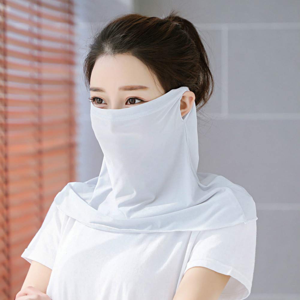 DABER VICH Sun Protection Face Mask Single Layer Neck Gaiter Lightweight Summer Protection Scarf Bandana UV Protective (Gray flower+gray)