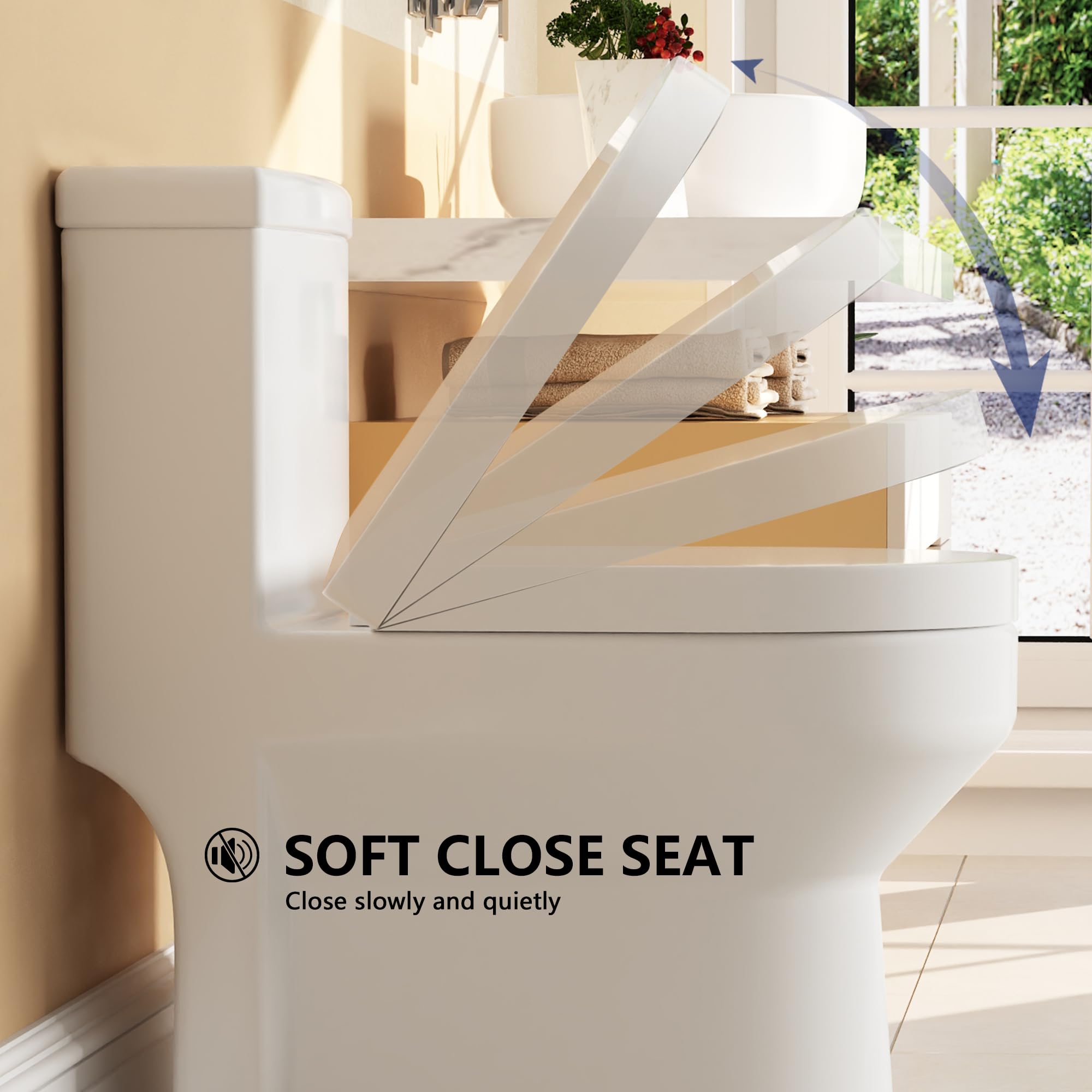 DeerValley DV-1F52813 Tiny Small Compact Dual Flush One Piece Toilet, Space Saver Commode designed for Water Closet, Soft Closing Seat Included, High-Efficiency WaterSense Cotton White