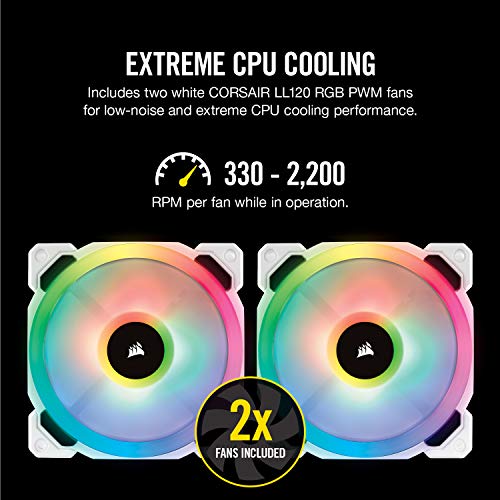 CORSAIR H100i RGB PLATINUM SE AIO Liquid CPU Cooler,240mm,Dual LL120 RGB PWM Fans, Intel 115x/2066,AMD AM4/TR4