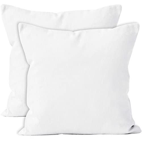 Encasa Homes Throw Pillow Covers Only (No Insert) (18x18) - Sublimation Blank White 4 Pc Pack with Invisible Zipper -Polyester Twill Cushion Cases for DIY, Printing & Painting