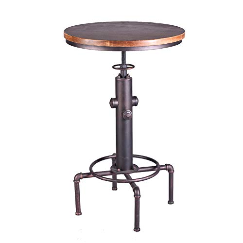 Topower American Antique Vintage Industrial bar Stool and Table Set Cafe Coffee Industrial Bar Bistro Set of 2
