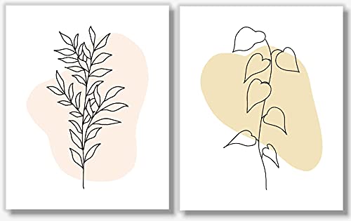 Line Art - Minimalist Decor - Floral Abstract Prints - Set of 6 (8x10) - Unframed