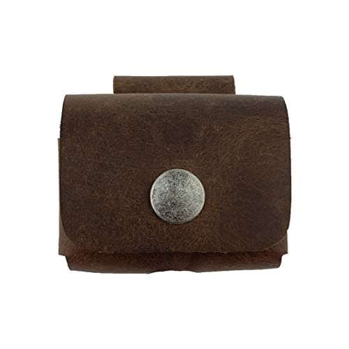 LeatherTex, Rustic AirPods Pro Charging Cover Handmade from Full Grain Leather - Pocket Size, Genuine Bluetooth Case - Protective Portable Carrying Pouch - Bourbon Brown