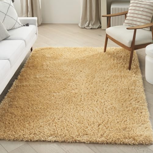 Nourison Lush Shag Modern & Contemporary Gold 7'10" x 9'10" Area -Rug, Easy -Cleaning, Non Shedding, Bed Room, Living Room, Dining Room, Kitchen (8x10)" }