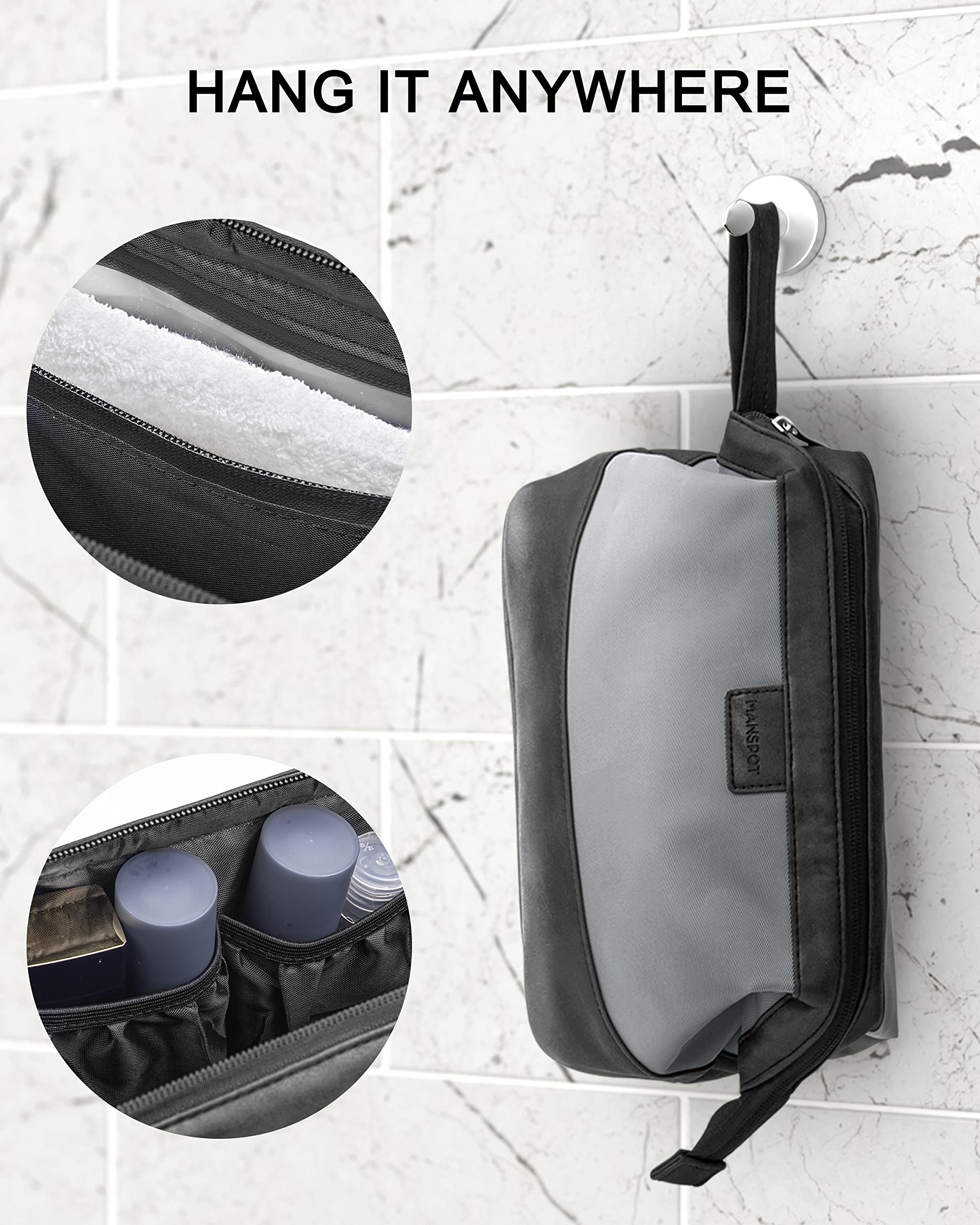 MANSPOT Water-resistant Travel Toiletry Bag for Men and Women with Large Capacity