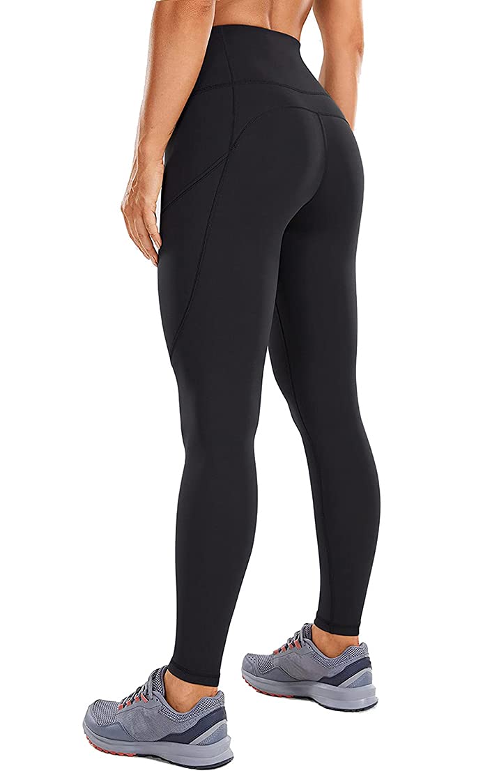 ENEESSI Women's Essential High Waisted Yoga Pants Active Ankle Legging Naked Feeling Workout Leggings with Pockets Black Large