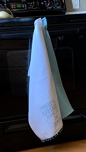 fillURbasket Cute Kitchen Towels Set Decorative Spring Dish Towels with Sayings Themed Inspirational Grateful Gray Teal Towels Kitchen Gift Set 16x28 100% Cotton