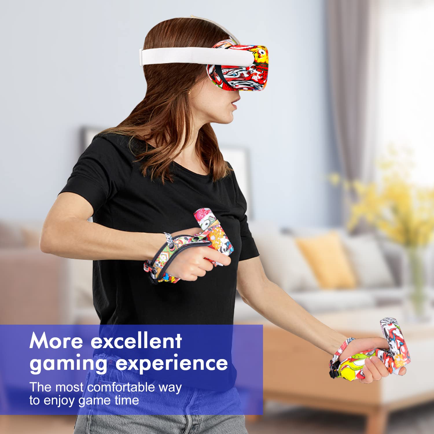 EWalos Accessories for Oculus Quest 2, VR Silicone Cover Skins for Meta Quest 2, Include Quest 2 Controller Grip Leather Cover, VR Shell Cover, Face Cover, Lens Cover and Disposable Eye Cover