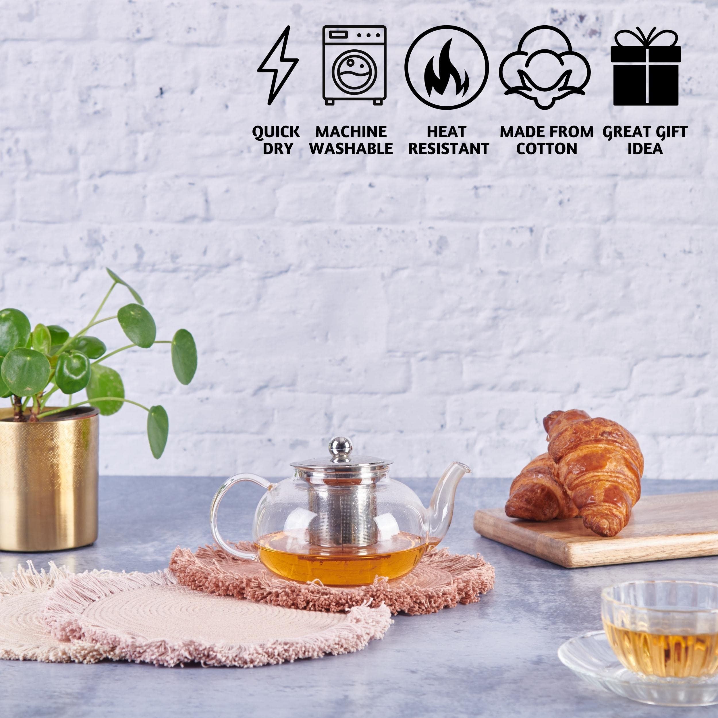 Folkulture Spoon Rest for Kitchen Counter, Spoon Holder for Stove Top or Countertop, Pot Holders for Kitchen, Hot Pads or Trivets for Hot Dishes Pots and Pans