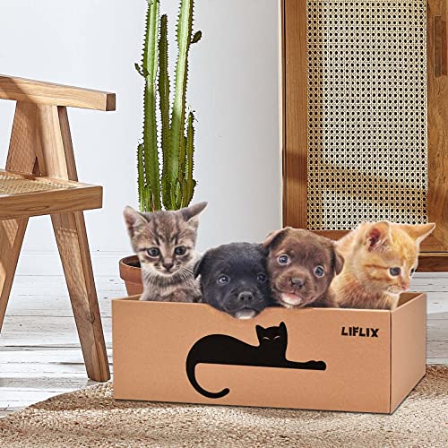 LIFLIX Cardboard Cat Scratcher with Box, 5PCS Reversible Cat Scratch Pads in Large Cat Scratcher Box, Cat Scratcher Lounge for Indoor Cats to Rest and Play, 16.5" x12.6 x5.9