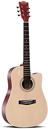 Guitar Kit, String Instrument Electronic Guitar Acoustic Guitar, Single Board Guitar Travel Musical Instruments Practice Fingerstyle, with Backpack Tuner for Beginners ( Color : Beige , Size : 38inch